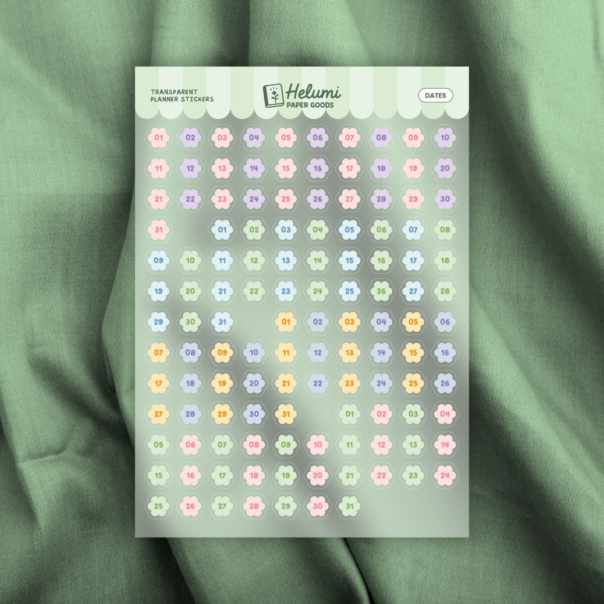 Dates sticker sheet – Helumi Paper Goods
